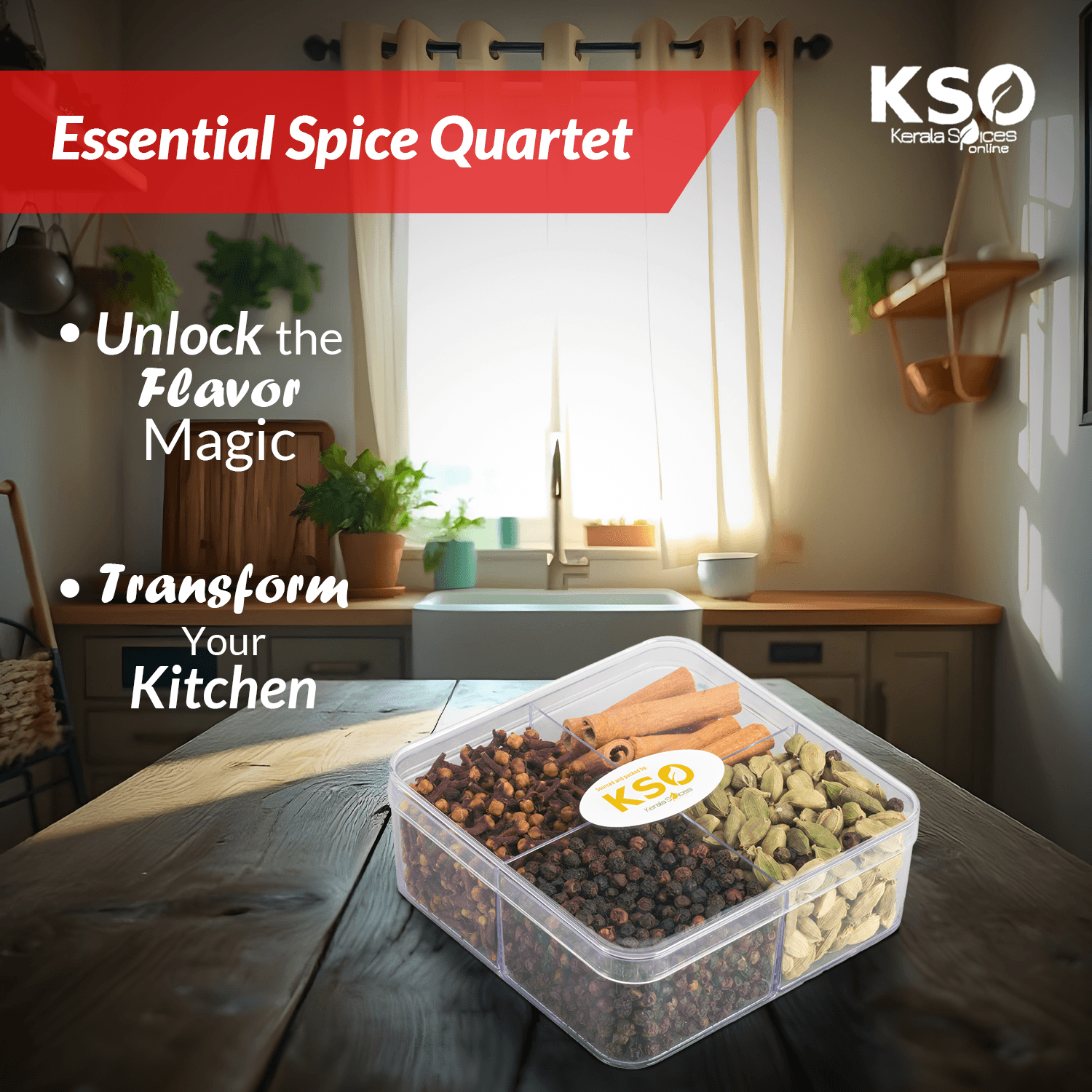 Spice Box 4 in1 Essential Spice Quartet for Kitchen