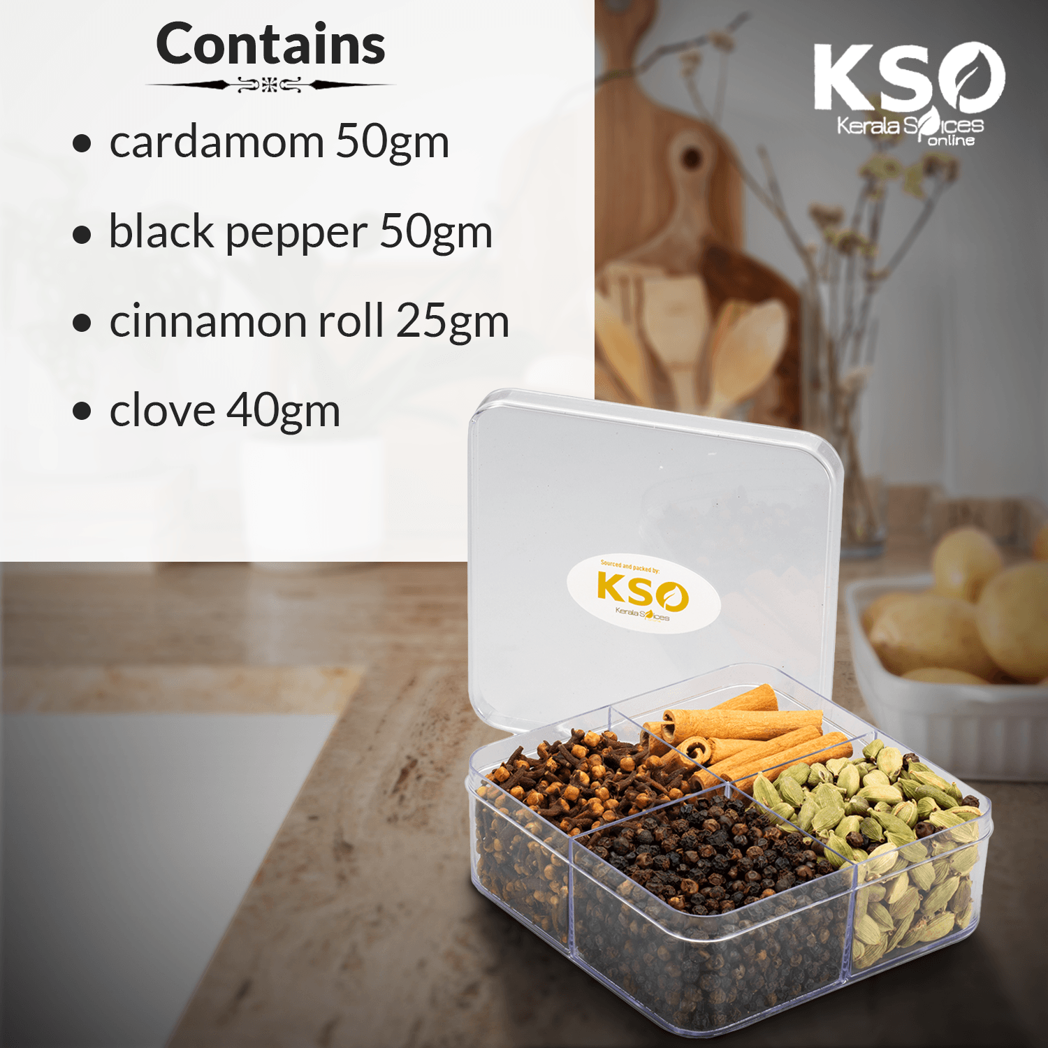 Spice Box 4 in1 Essential Spice Quartet for Kitchen