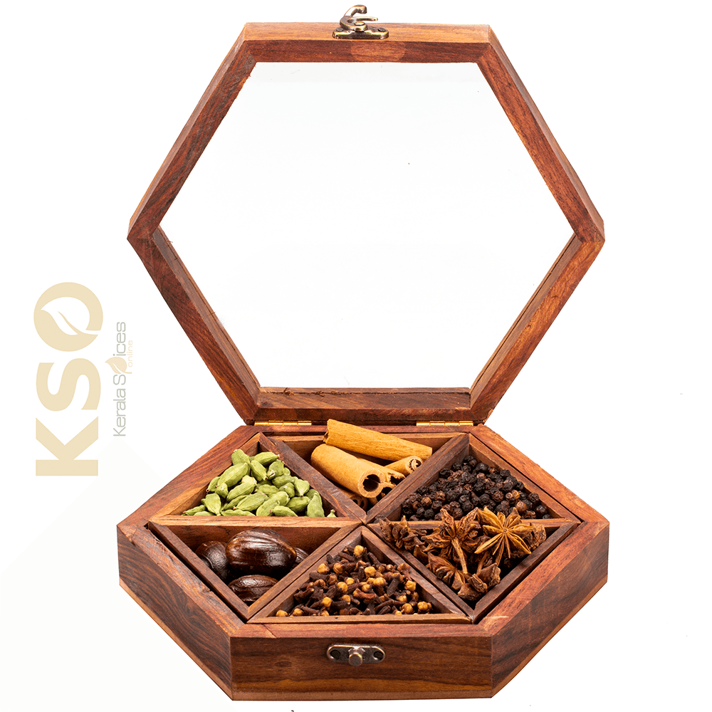 Spices box- 9 in1 Wooden box- Strong Spicy Spices from Kerala