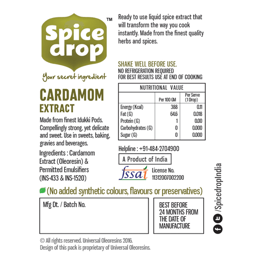 Spice Drop Cardamom Extract 5 ML (180 drops) - Kerala Spices