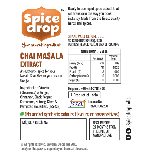 Spice Drop Chai Masala Extract | 5 ML (180 Drops) - Kerala Spices