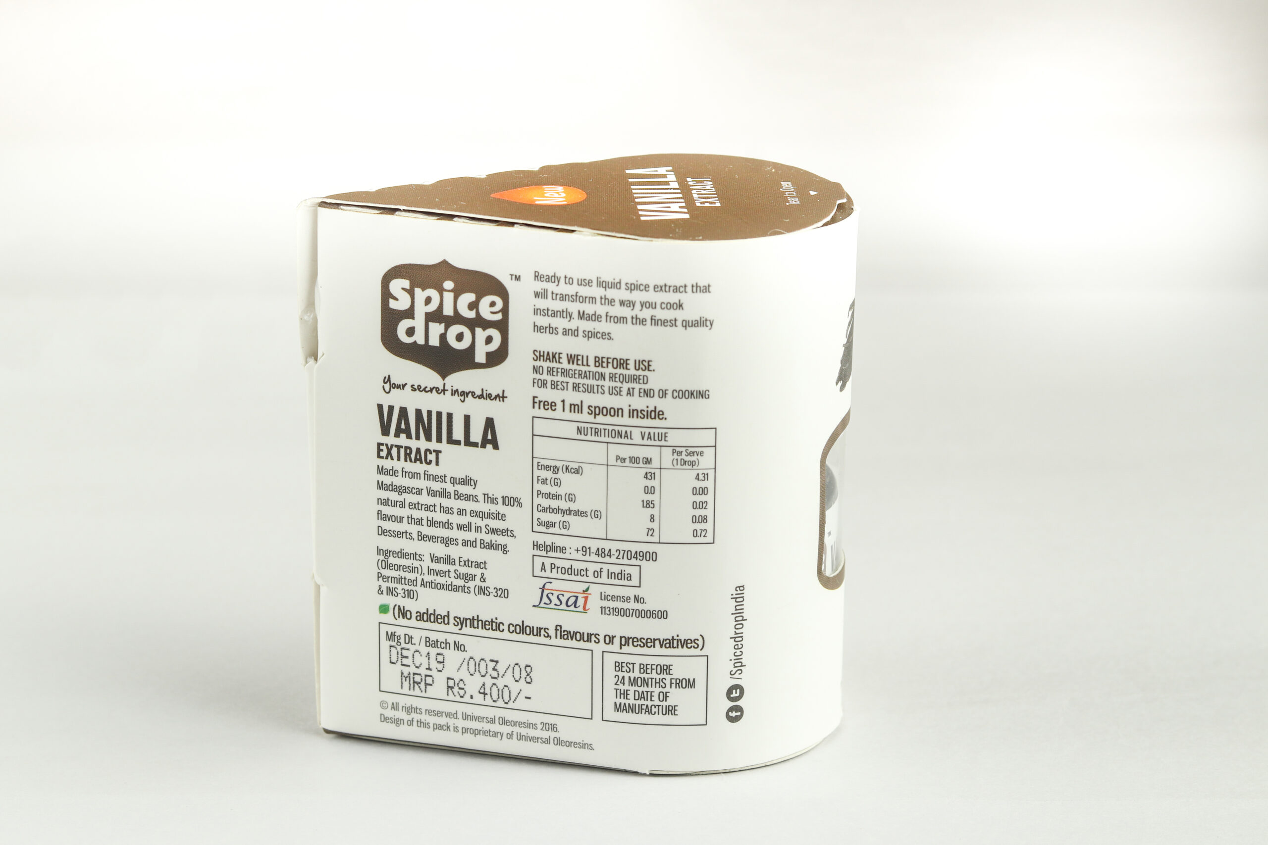 SPICE DROP Vanilla Natural Extract | 20 ml - Kerala Spices